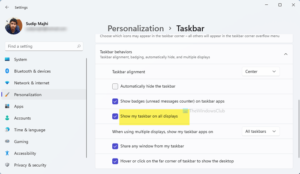 How to show Taskbar across multiple monitors in Windows 11