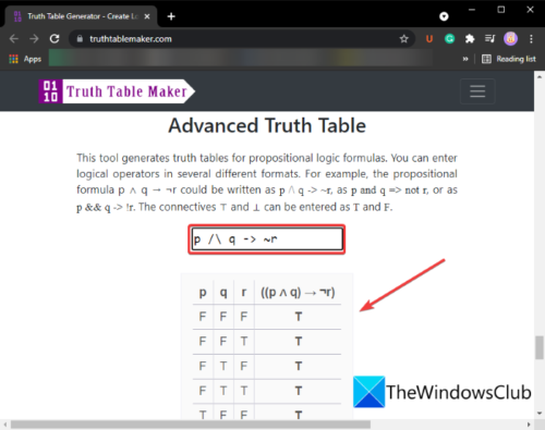 How to generate Truth Table on Windows PC