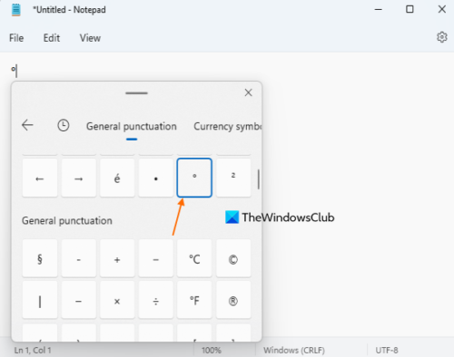 How to insert the Degree symbol on Windows 11/10