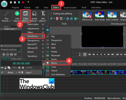 How to add Mirror effect to Videos in Windows 11