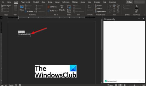 How to use Quick Parts Document Property feature in Word