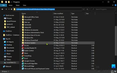 Add or Remove Items in All apps in Start Menu on Windows 11/10