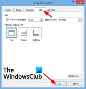How to display and modify Table Properties in Word