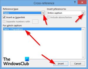 How to use the Cross Reference feature in Word
