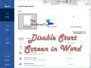 Disable Splash Screen & Start Screen in Word, Excel, PowerPoint
