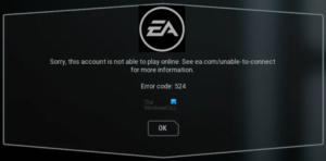 EA Error Code 524, Sorry this account is not able to play online