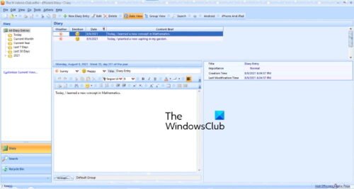 Best free Digital Diary software for Windows PC