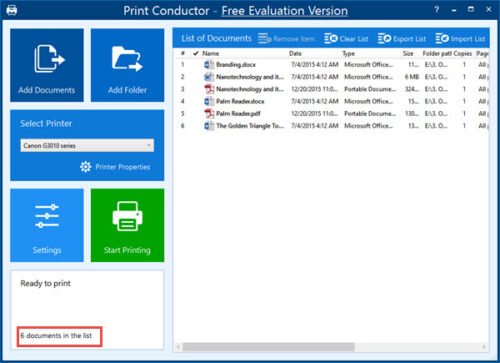 Batch print multiple PDF, Txt, Word files with Print Conductor for PC