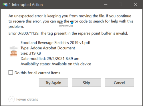 Error 0x80071129: Tag present in the reparse point buffer is invalid