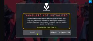 VALORANT Vanguard error codes 128, 57 on Windows PC [Fix]
