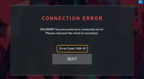 VALORANT Connection Error VAN 135, 68, 81 on Windows PC