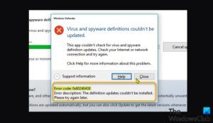 Windows Defender Error 0x80240438, Definition updates not installed