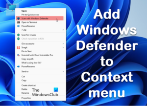 How to add Windows Defender to Context Menu