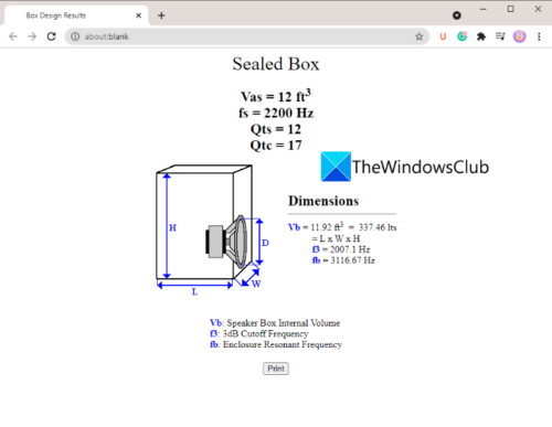 Design Speaker Enclosures using free online tools and software