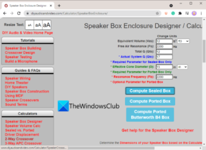 Design Speaker Enclosures using free online tools and software
