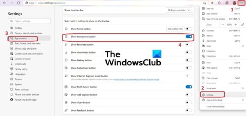 How to remove Extensions menu button from Edge toolbar