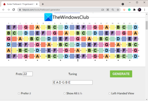 How to generate Guitar Fretboard Diagram in Windows 11