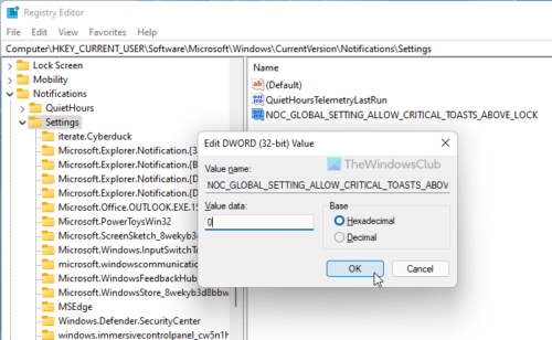 Hide Reminders and VoIP Calls Notifications on Lock Screen in Windows 11