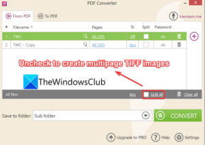 Convert PDF document to a multipage TIFF image on PC