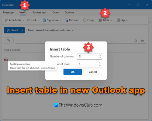 How to add a Table in Gmail and Outlook email
