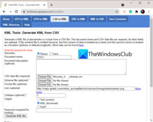 Convert CSV to GPX or KML using free Converter tools on PC