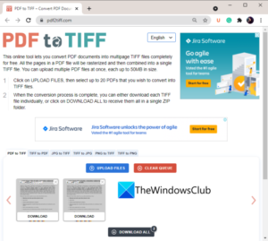 Convert PDF document to a multipage TIFF image on PC