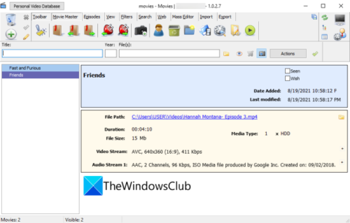 Best free Movie Catalog software for Windows 11