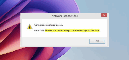 Error 1061, The service cannot accept control messages at this time