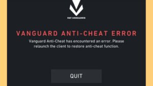 Valorant Vanguard anti-cheat has encountered an error