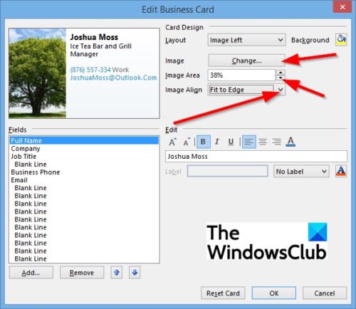 How to create Electronic Business Card in Outlook