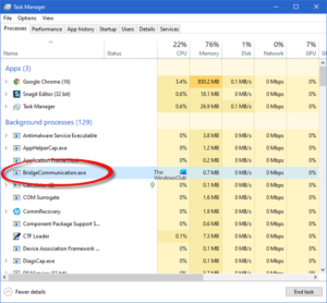What is BridgeCommunication.exe from HP in Windows 11