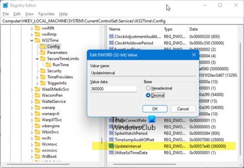 Change Internet Time Update interval in Windows 11