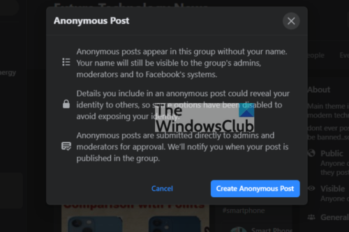 How to post anonymously on Facebook group