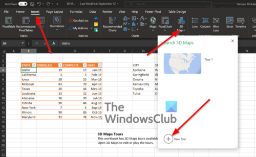 How to create a 3D Map from Tables in Excel