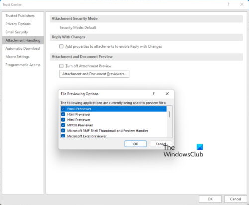 File cannot be previewed because there is no previewer installed