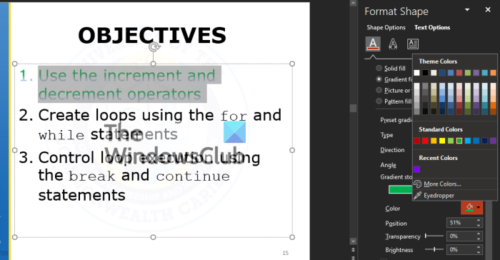 How to add multi-color Text in PowerPoint
