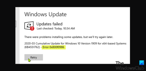 Fix 0x800f0986 Windows Update error