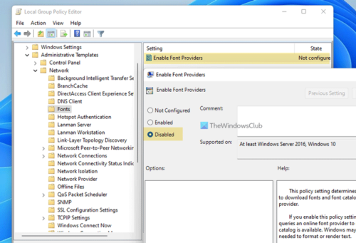 How to allow or block Windows from downloading Fonts Catalog