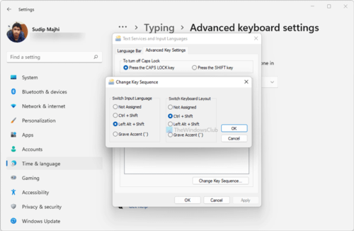 Change Key Sequence to Change Input Language in Windows 11