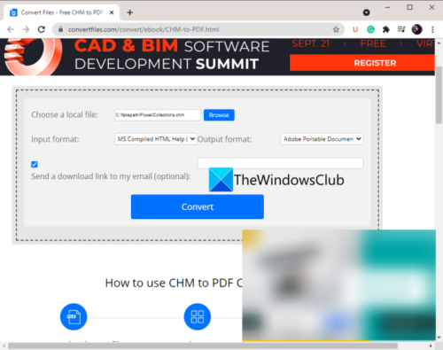 Convert CHM to PDF using free converter tools in Windows 11