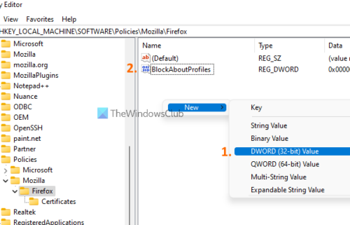 How to disable access to Profiles in Firefox in Windows 11/10