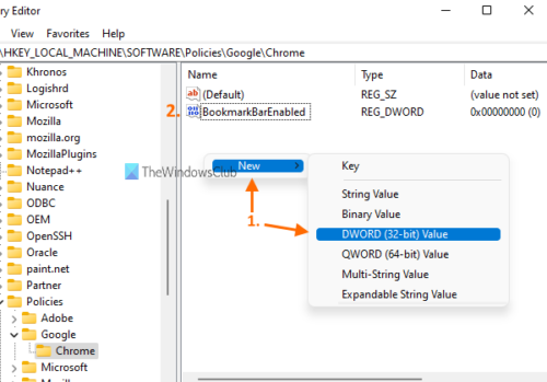 How to Show or Hide Bookmarks Bar in Google Chrome on Windows PC