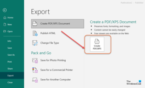 How to convert Publisher file to PDF