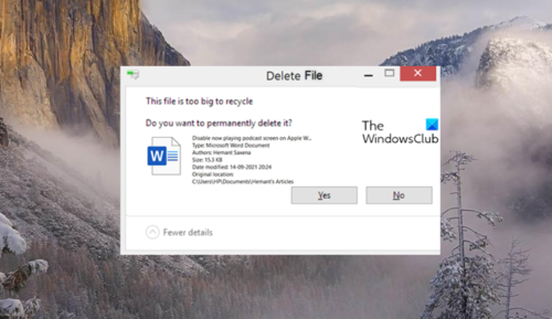 Enable Disable Delete Confirmation Box For Recycle Bin In Windows 1110