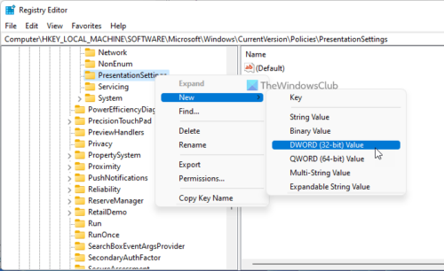 How to disable Windows Presentation Settings on Windows 11
