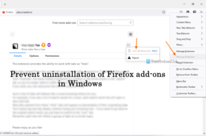 How to prevent uninstallation of Firefox add-ons in Windows 11