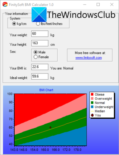 Calculate Body Mass Index (BMI) using free BMI Calculators for PC