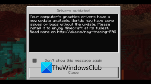 Fix Minecraft Drivers Outdated error message on Windows PC