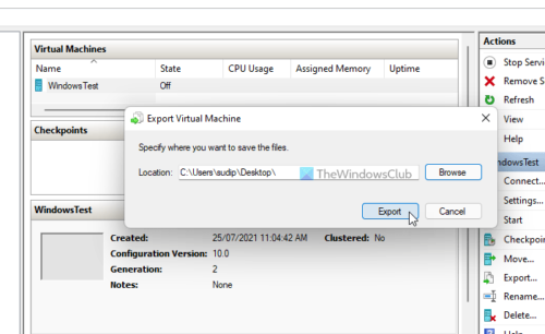 Hyper-V encountered error copying virtual hard disks to destination folder
