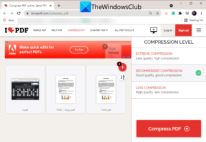 Batch Compress PDF files using free software and online tools